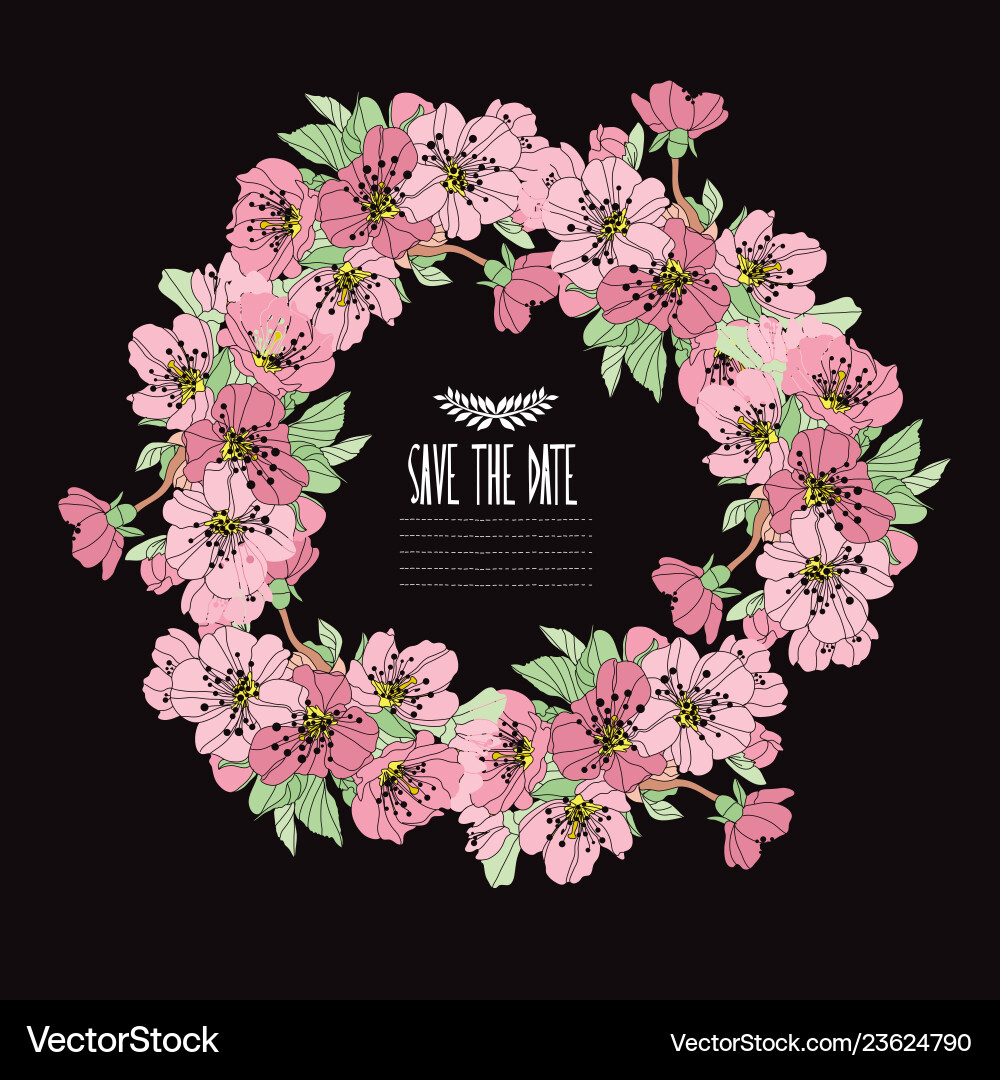 Cherry blossom floral wreath Royalty Free Vector Image