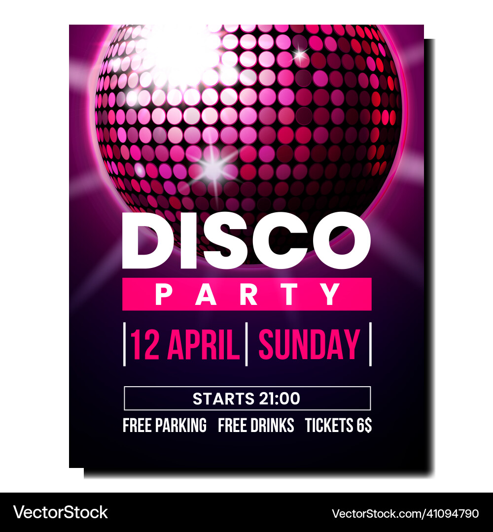 Disco music party poster background Royalty Free Vector