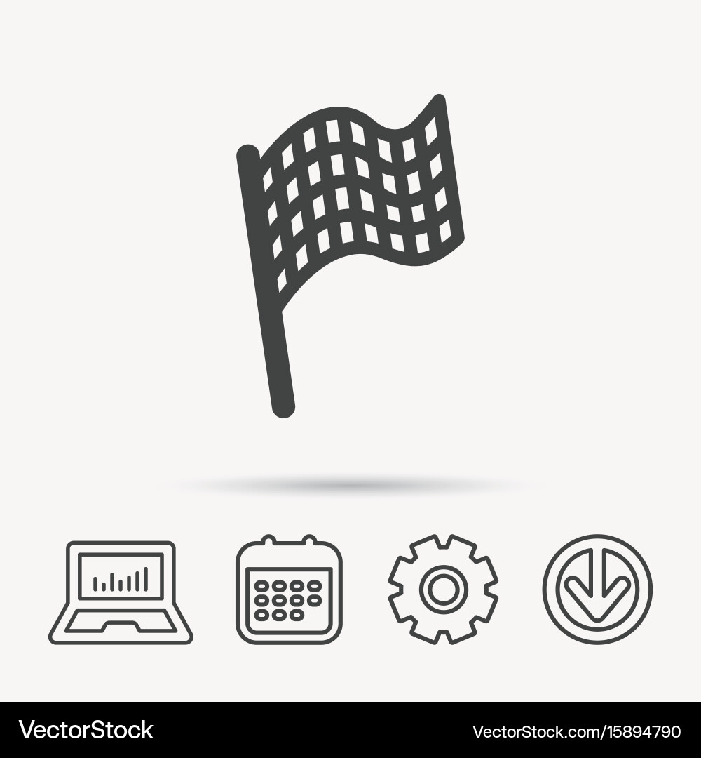Finish flag icon start race sign Royalty Free Vector Image