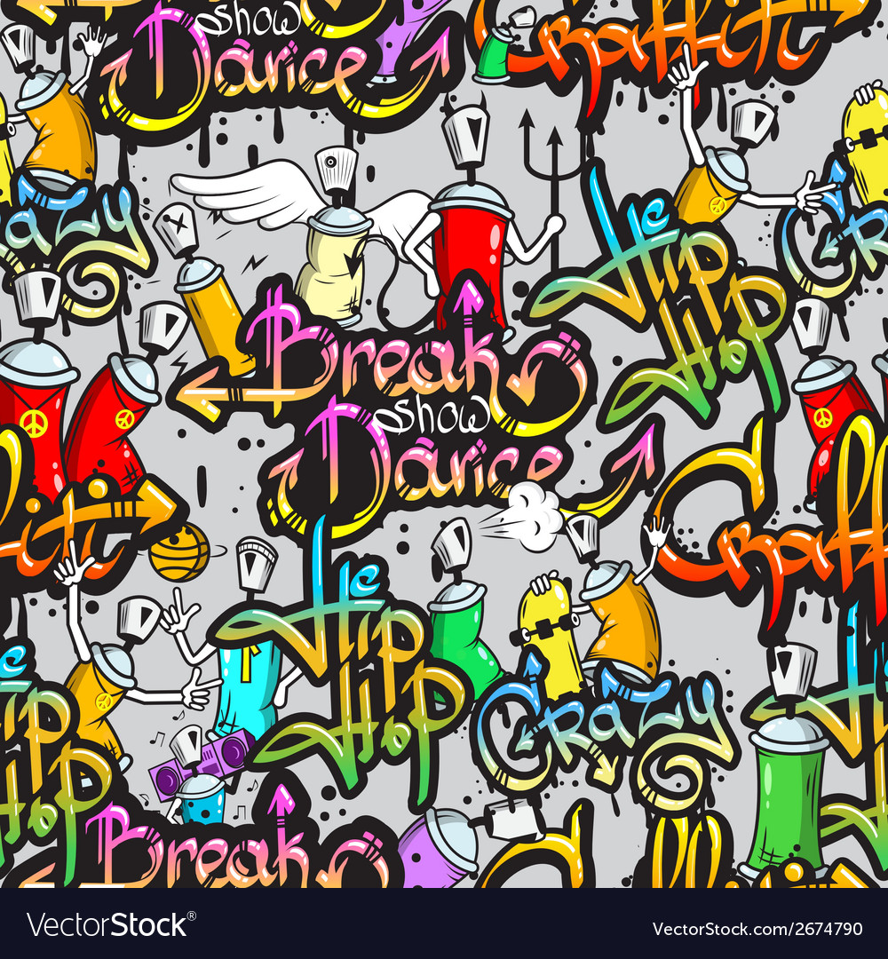 Graffiti characters seamless pattern Royalty Free Vector