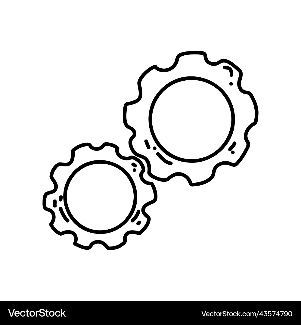 Hand drawn doodle of mechanical cogs concept Vector Image