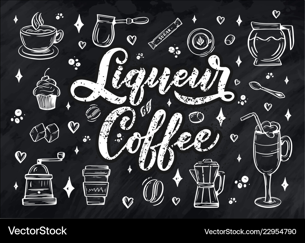 Hand lettering name coffee with sketch Royalty Free Vector