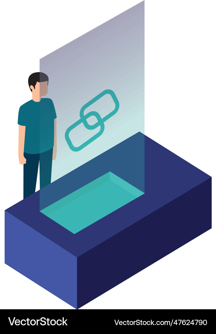 Isolated person with a share link icon Royalty Free Vector