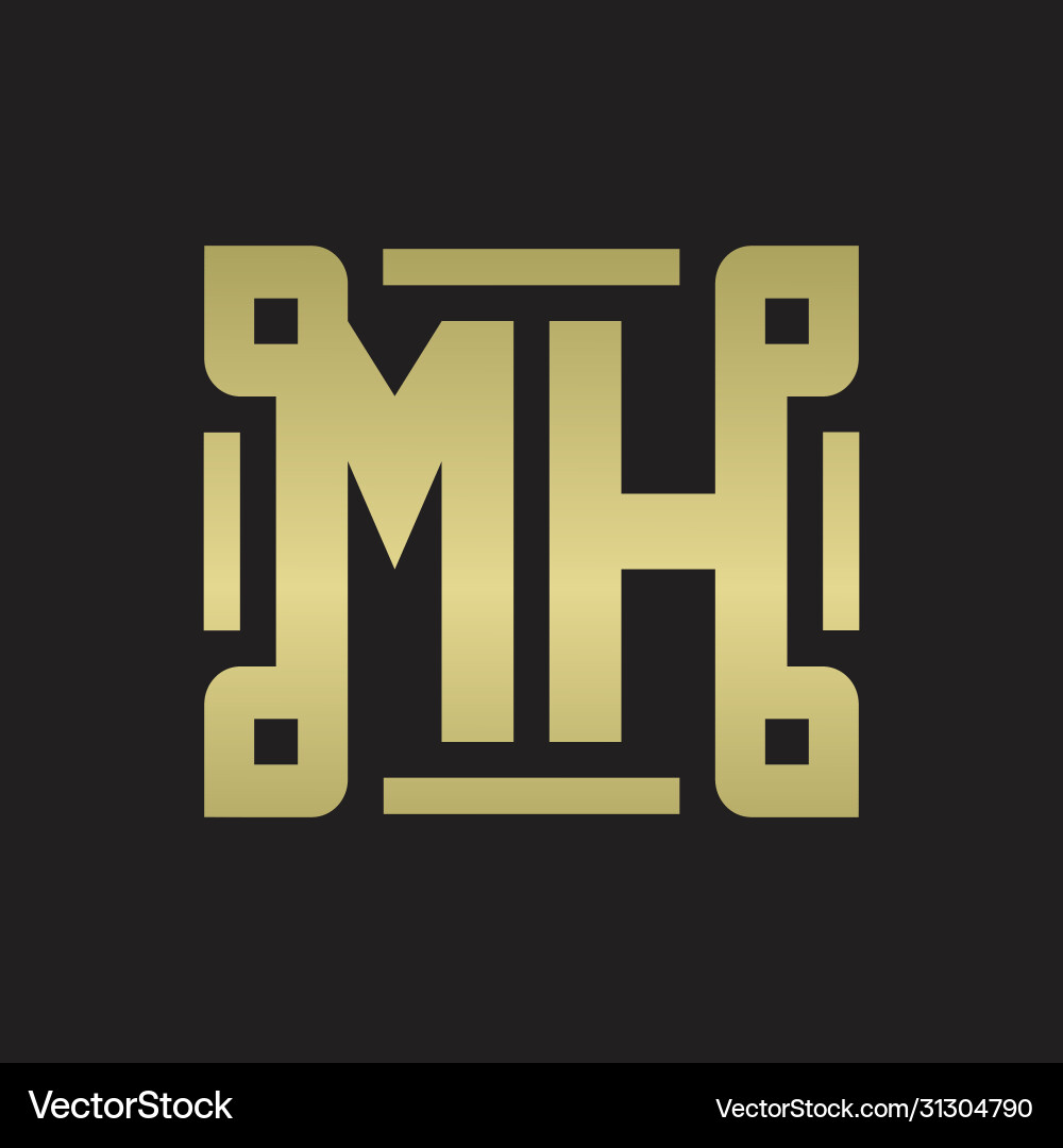 Mh logo monogram with piece line art design Vector Image