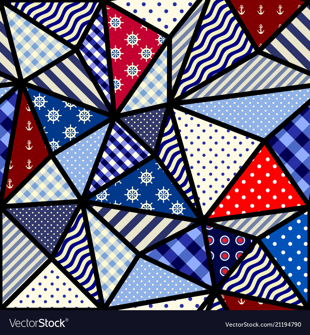 Nautical patchwork pattern Royalty Free Vector Image