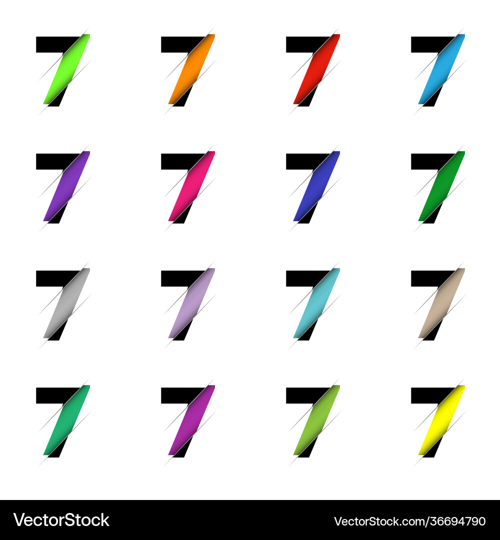 Number seven made from colorful numbers - check Vector Image