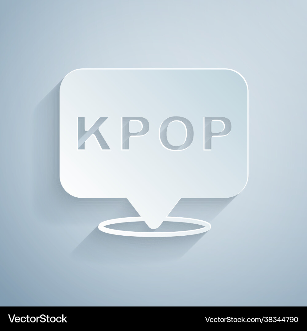 Paper cut k-pop icon isolated on grey background Vector Image