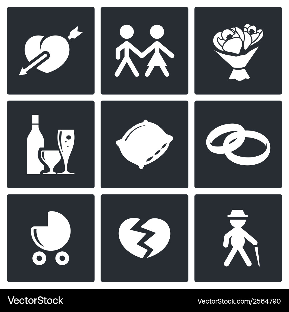 Peoples lives icons set Royalty Free Vector Image
