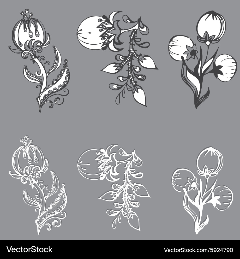 Set of design flowers Royalty Free Vector Image