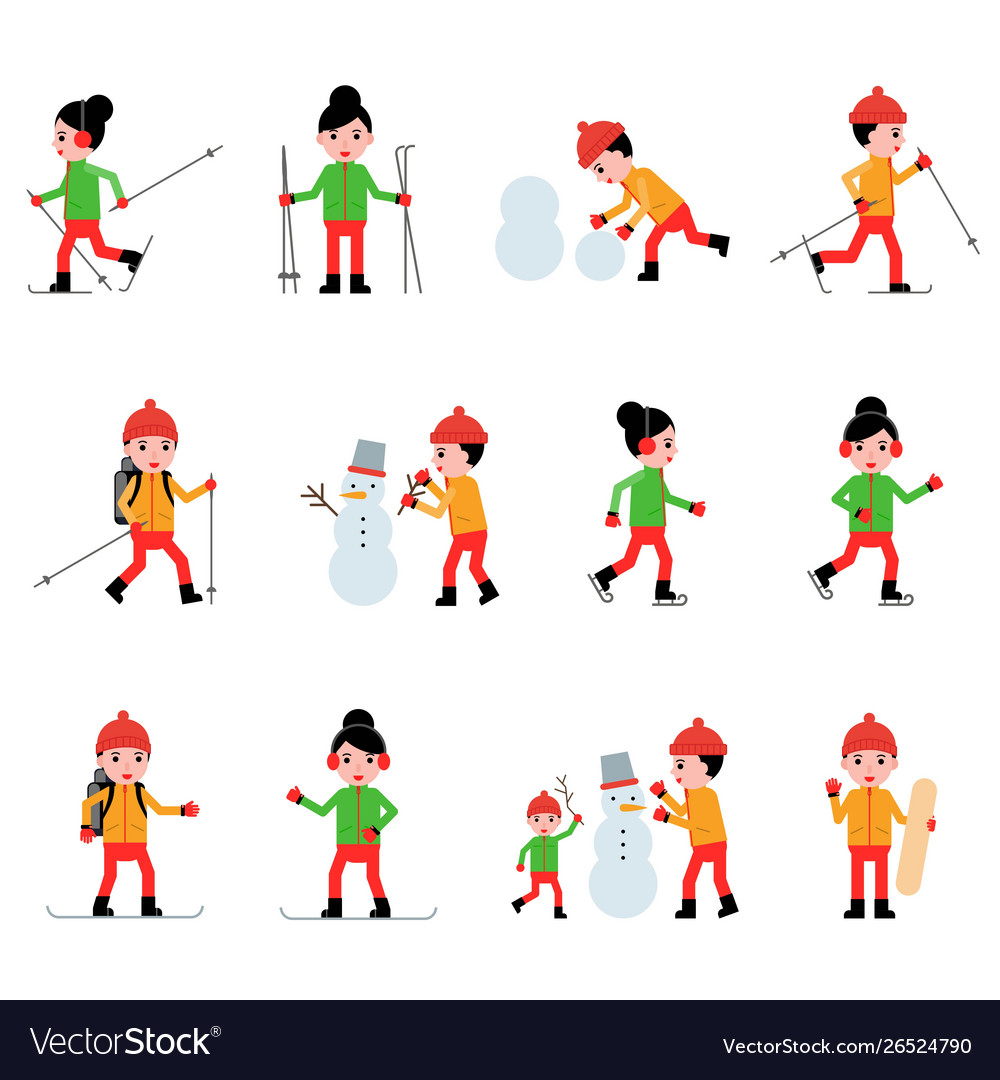 Winter character with sport such as build Vector Image
