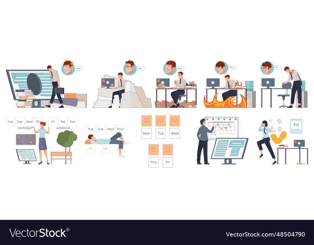 Work week set Royalty Free Vector Image - VectorStock