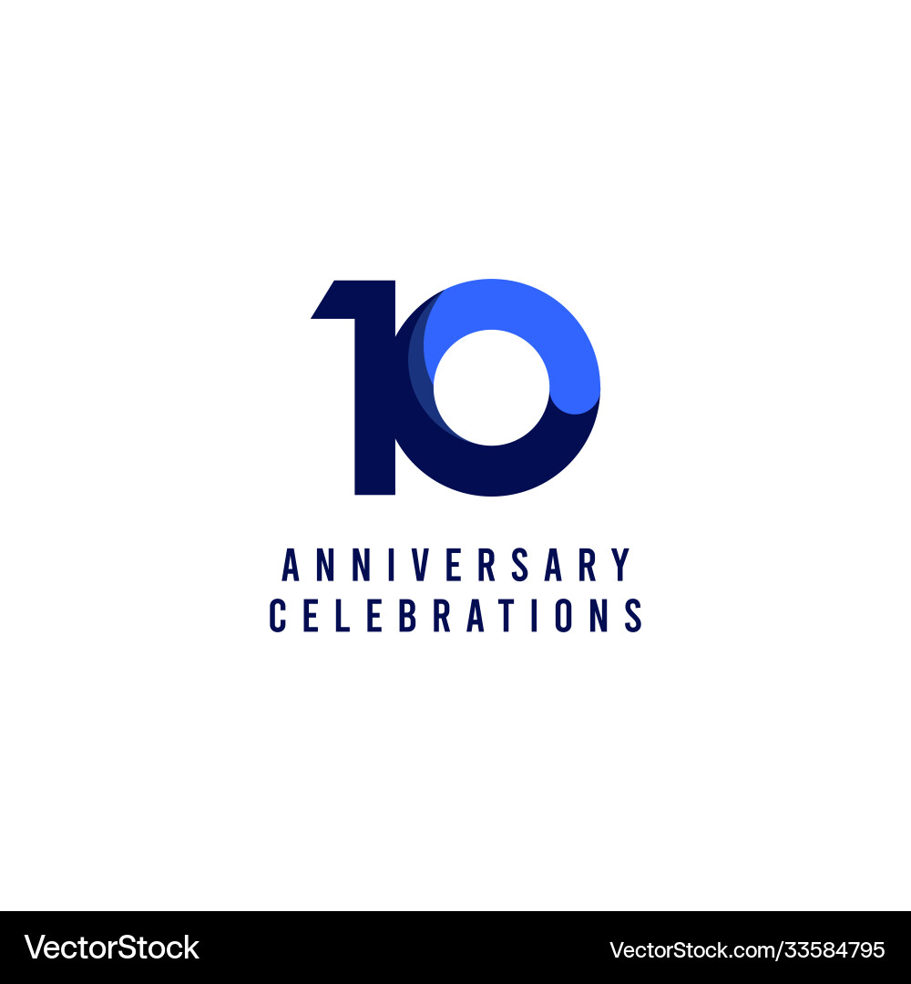 10 years anniversary celebration blue template Vector Image
