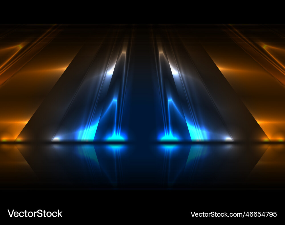 Blue and orange neon glossy stripes abstract tech Vector Image