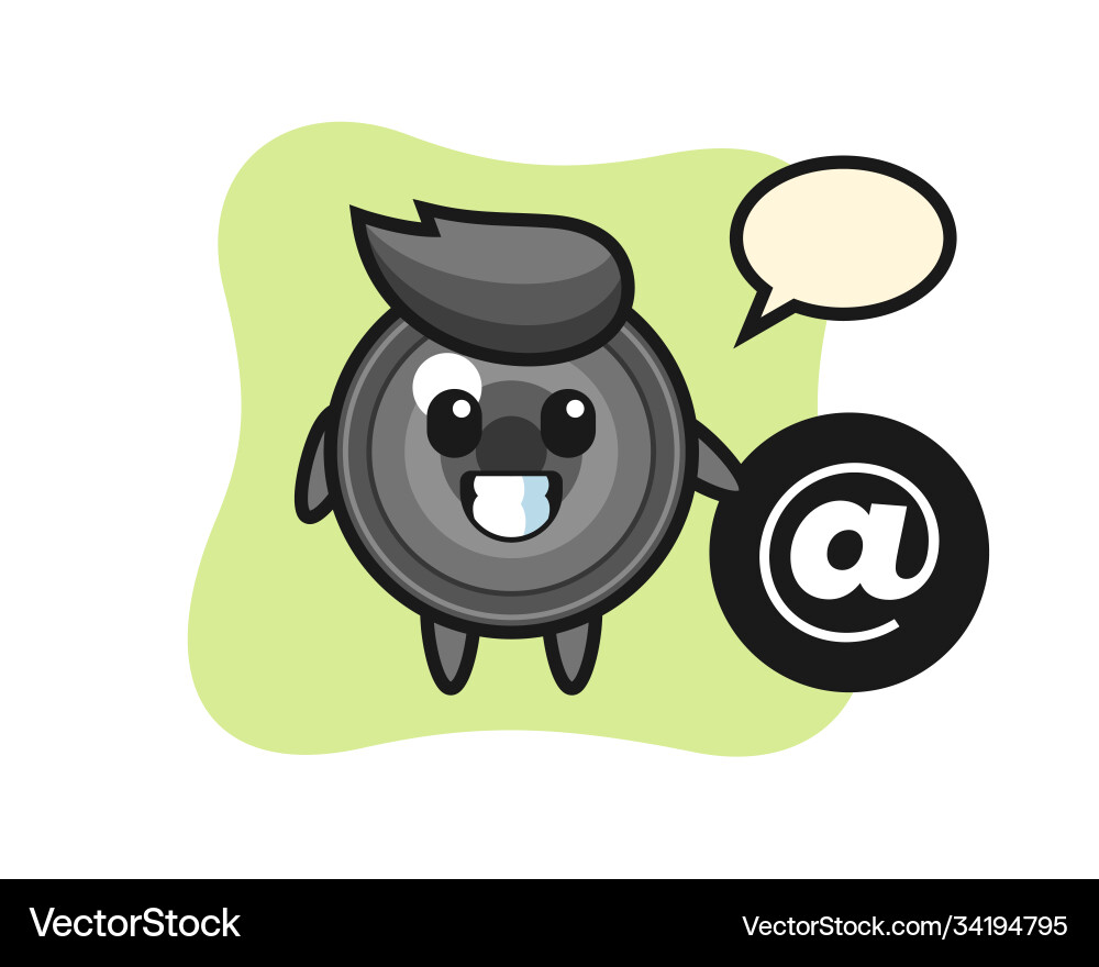 Cartoon camera lens standing beside Royalty Free Vector