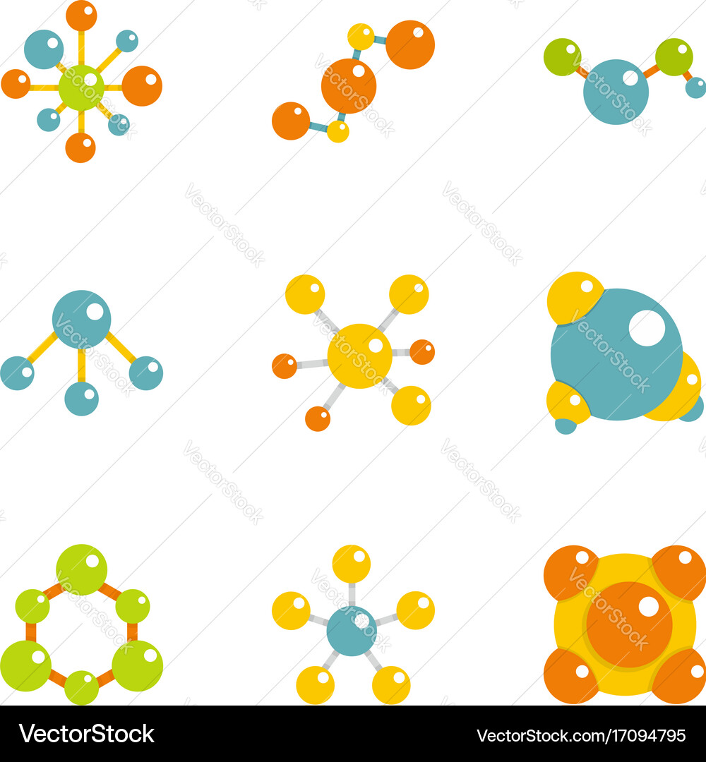 Chemical connection icons set flat style Vector Image