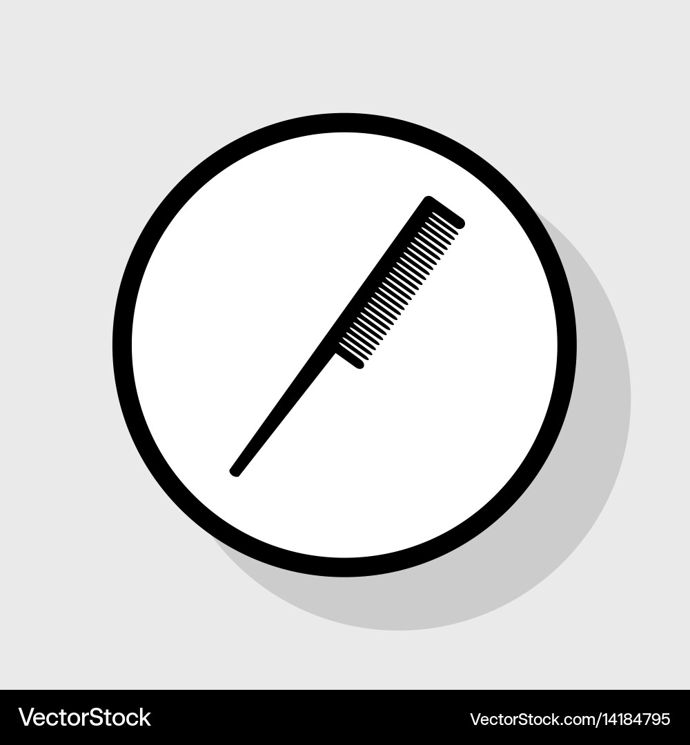 Comb sign flat black icon in white circle Vector Image