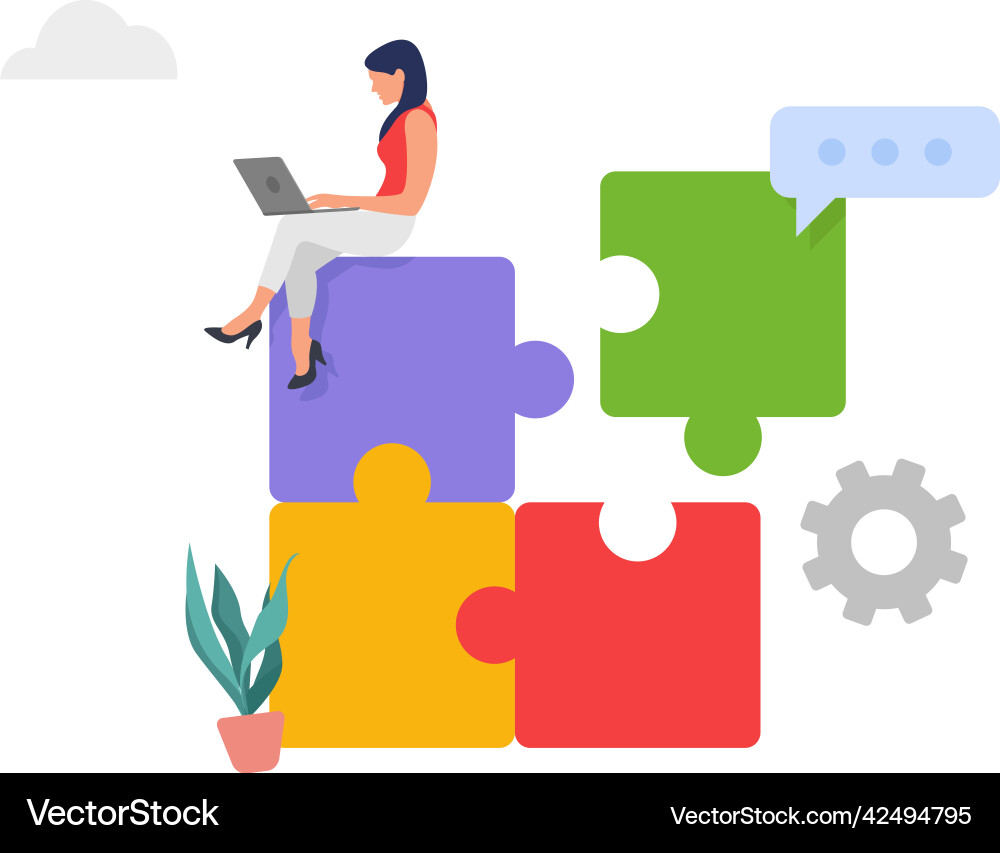 Connecting puzzle brainstorming business approach Vector Image