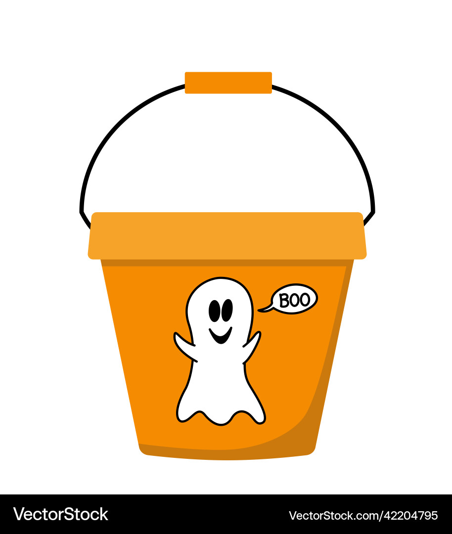 Halloween pail with ghost for candies sweets Vector Image