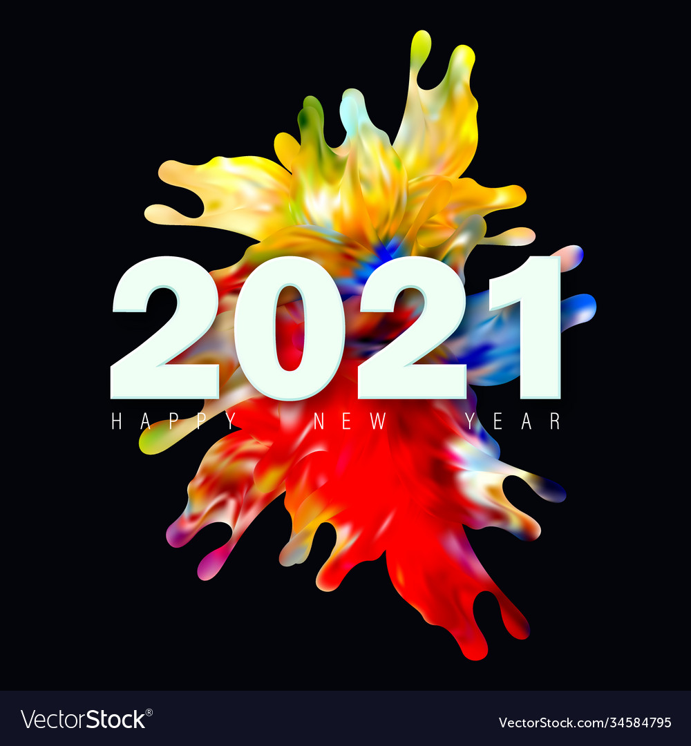 Happy new year number 2021 with colorful Vector Image