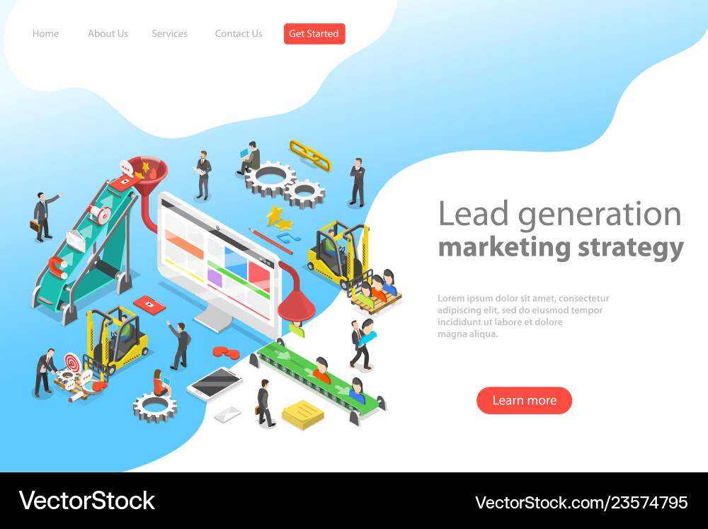 Isometric flat concept of lead generation Vector Image