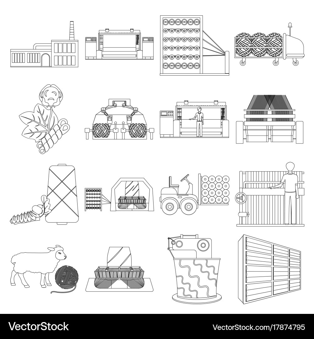 Textiles industry factory and other web icon Vector Image