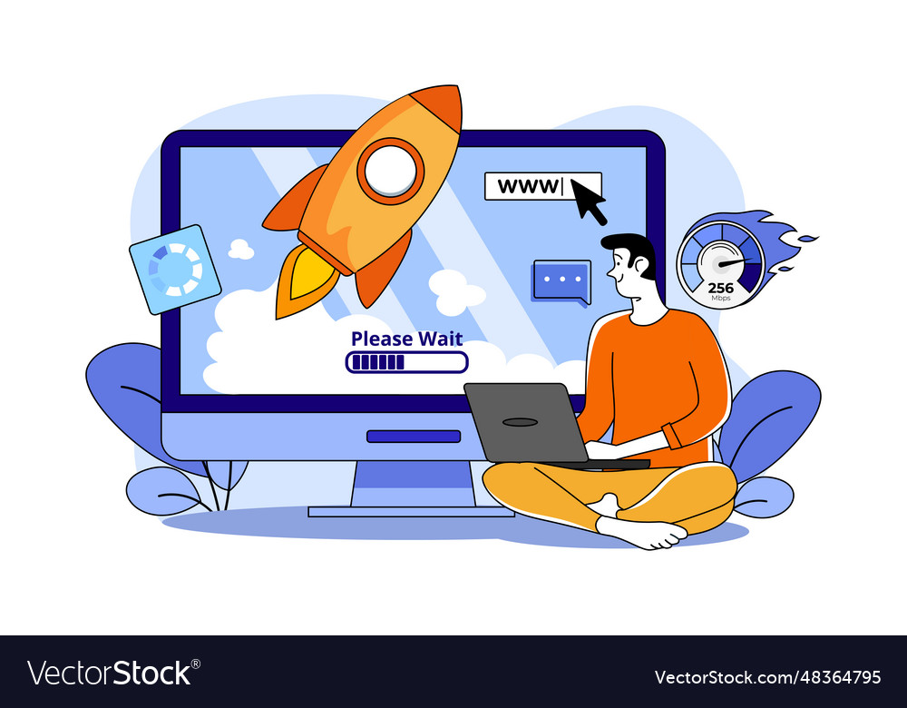 Website speed optimization concept a flat Vector Image