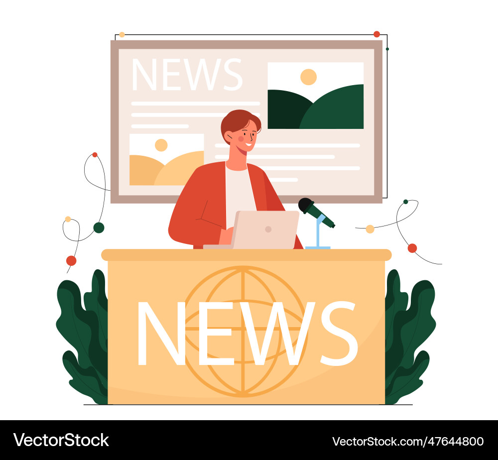 Anchor man telling news concept Royalty Free Vector Image