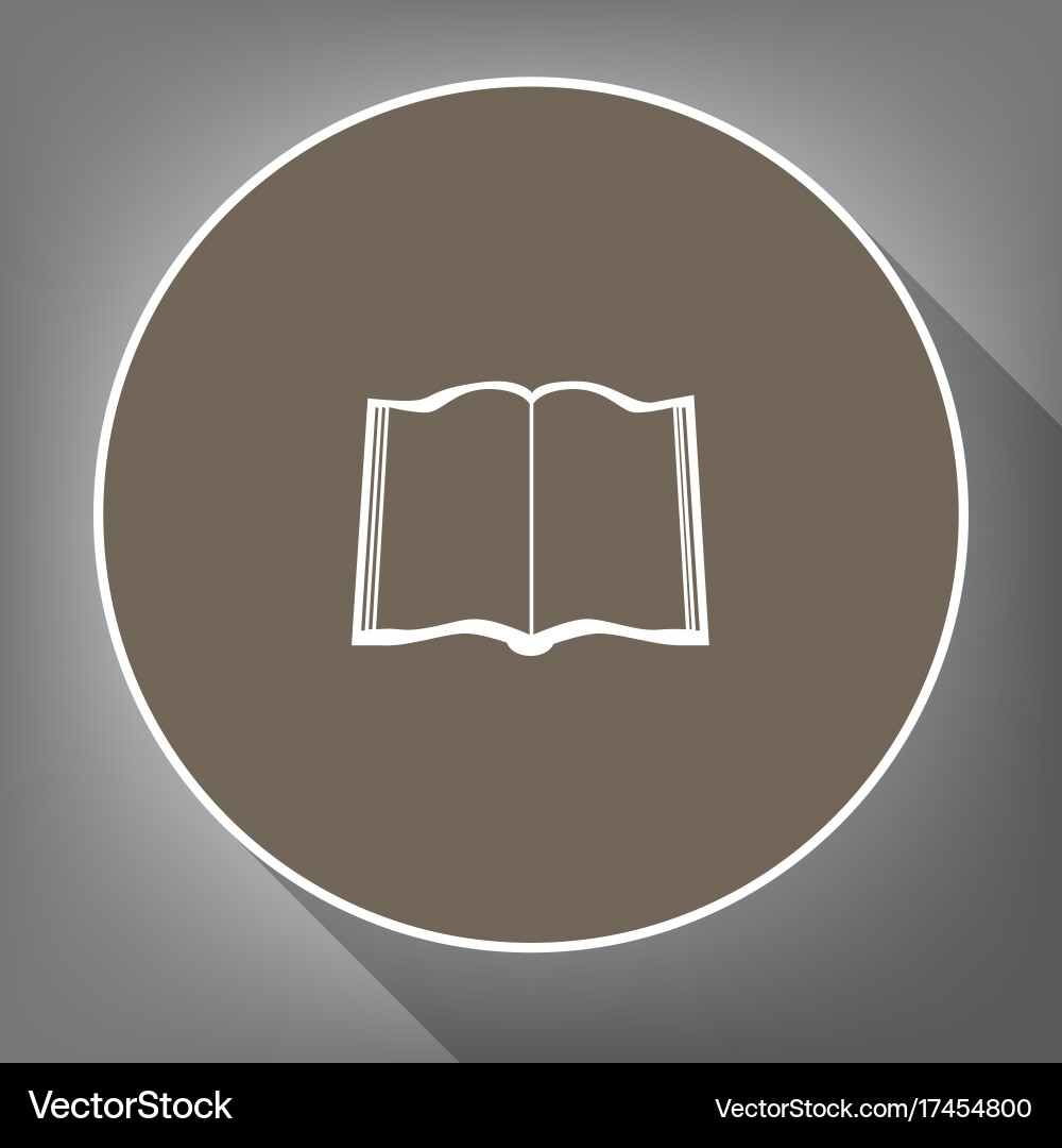Book sign white icon on brown circle Royalty Free Vector