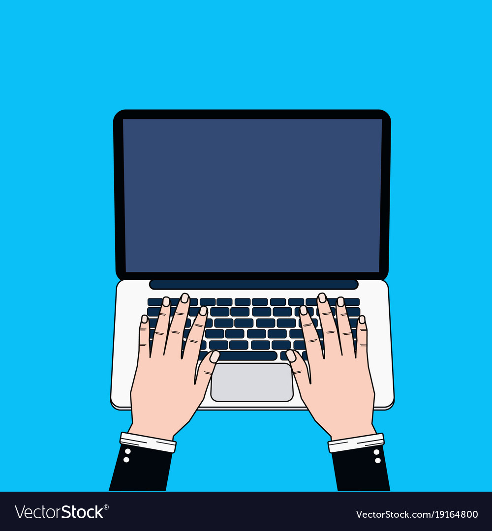 Business man hands using laptop computer typing Vector Image