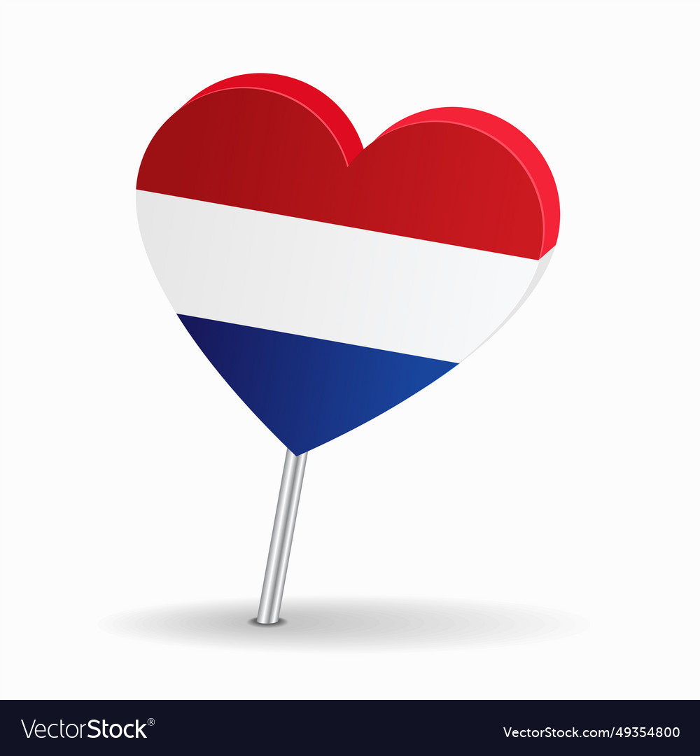 Dutch flag heart-shaped map pointer layout Vector Image