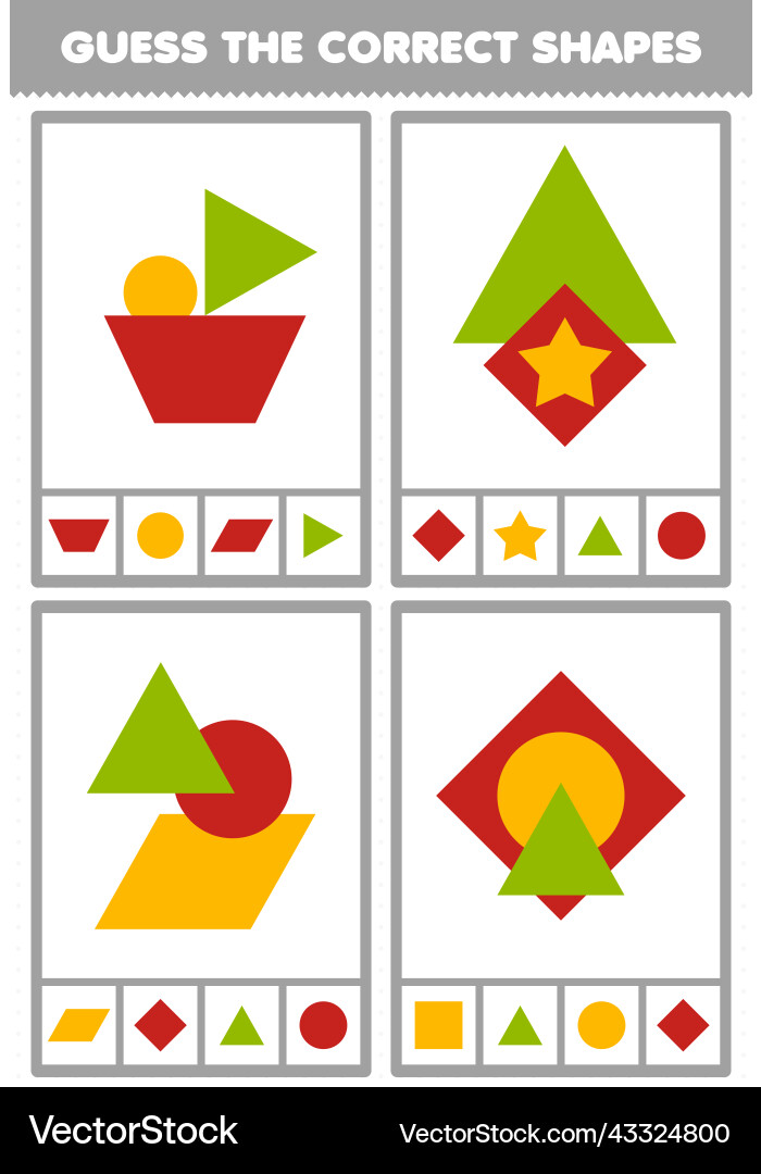 Education game for children guess the correct Vector Image