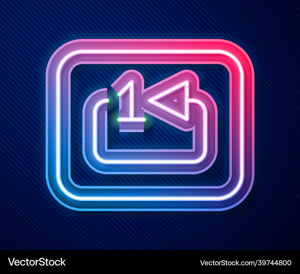 Glowing neon line repeat track music player icon Vector Image