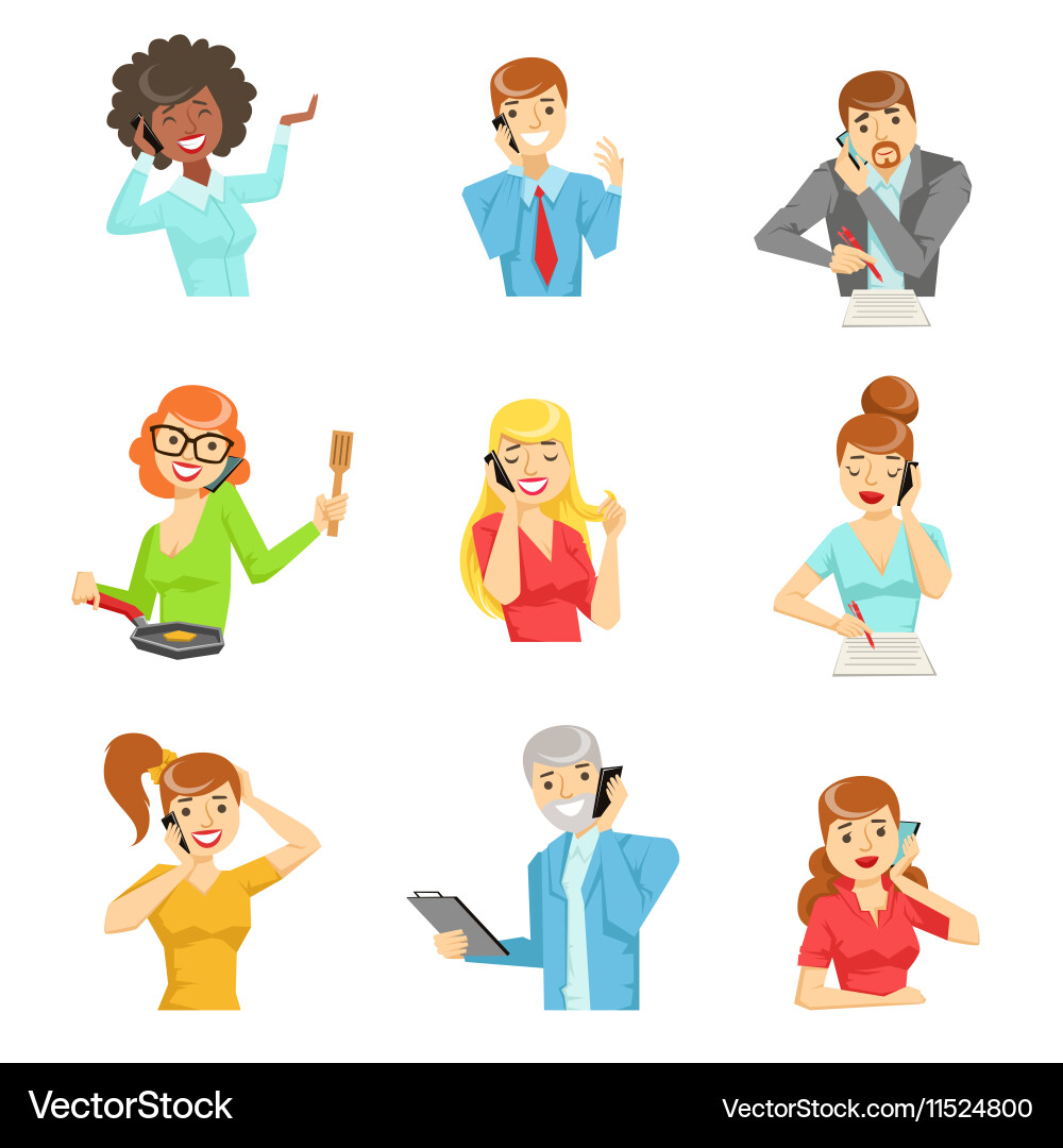 People speaking on the phone set Royalty Free Vector Image