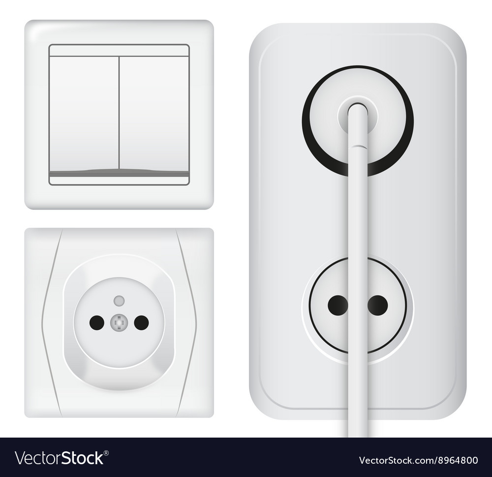 Realistic power socket cable with plug and light Vector Image