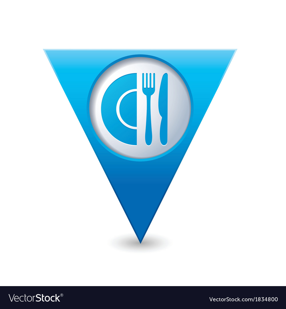 Restaurant icon map pointer blue Royalty Free Vector Image