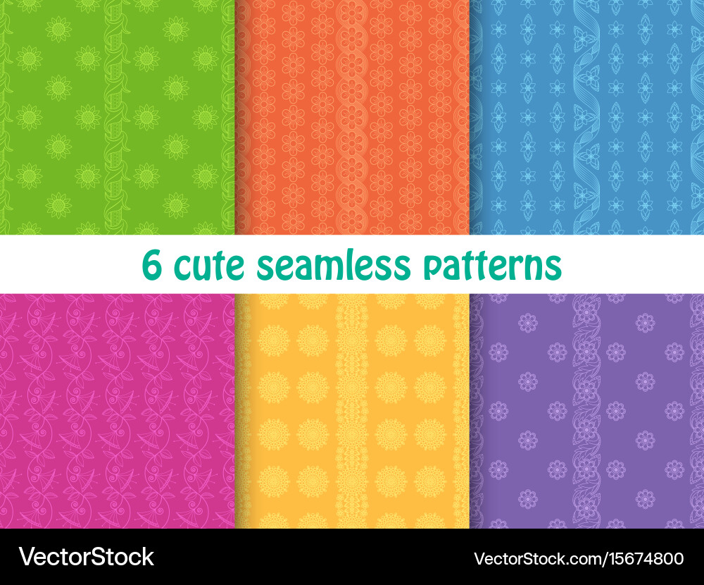 Set of cute bright seamless patterns abstract Vector Image