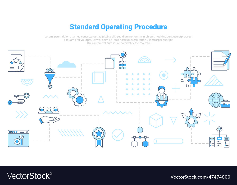 Sop standard operating procedure concept Vector Image Sop standard operating procedure concept Vector Image