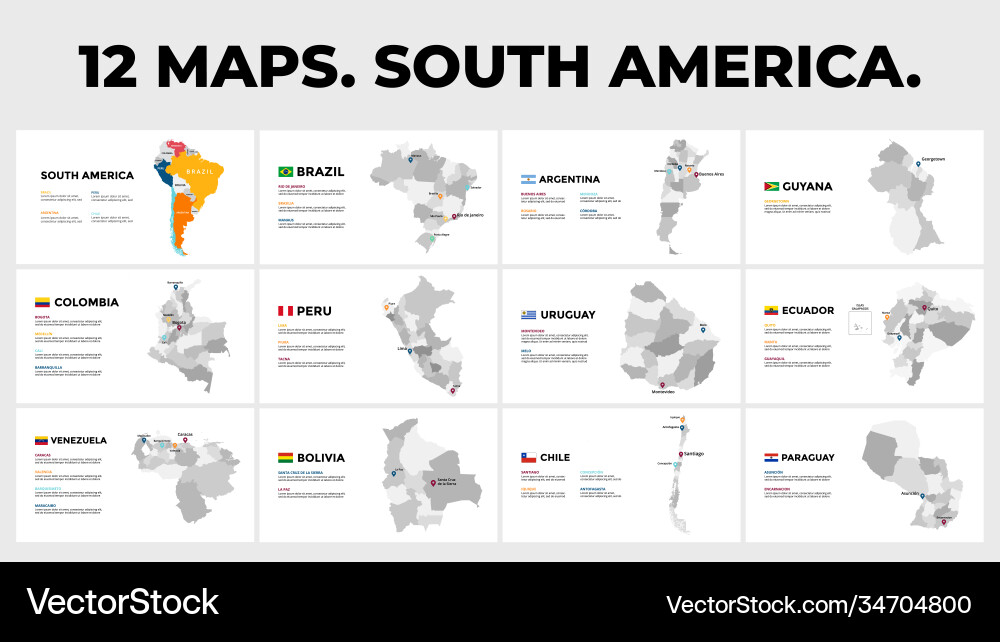 South america map infographic templates Royalty Free Vector