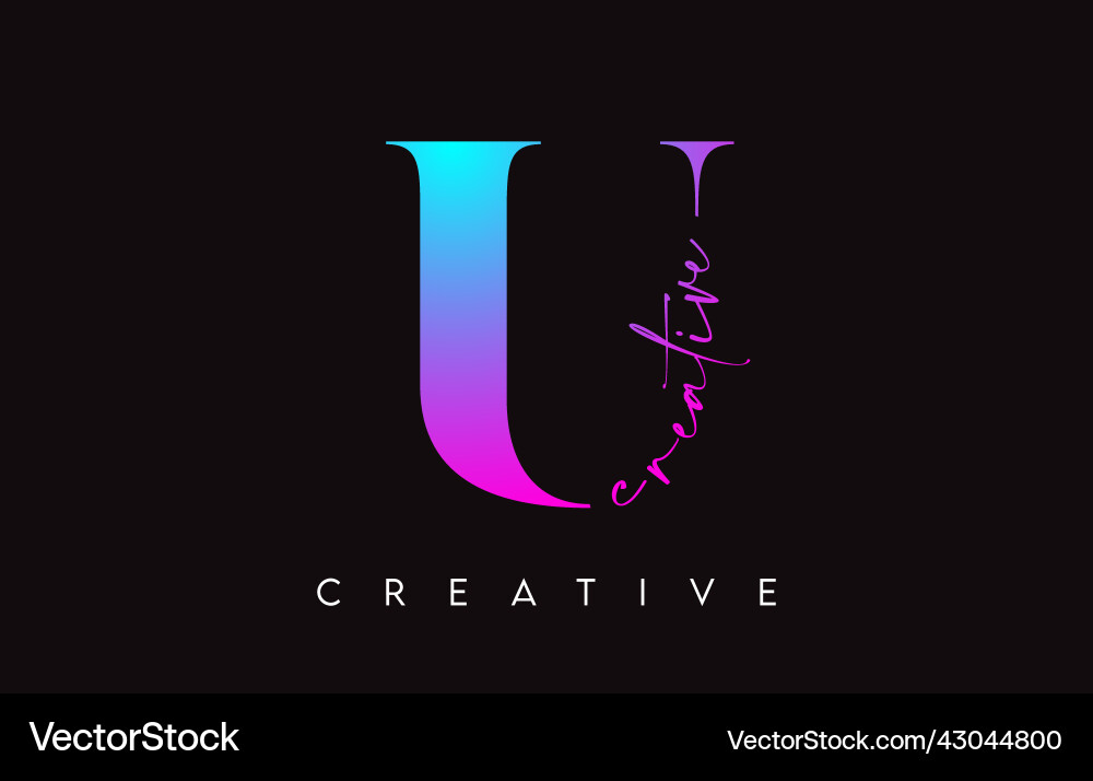 U letter design with creative cut and serif font Vector Image
