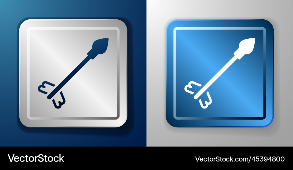 White medieval arrows icon isolated on blue Vector Image