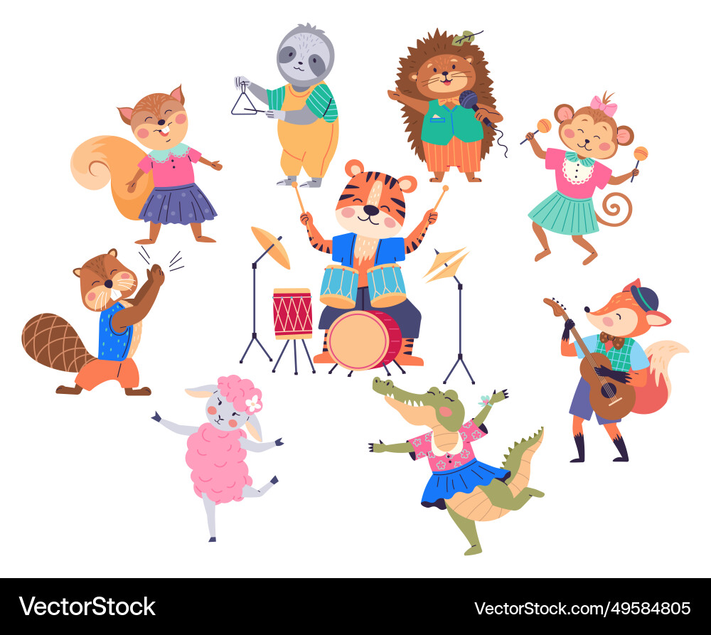Animal band the zoo transforms into celebration Vector Image