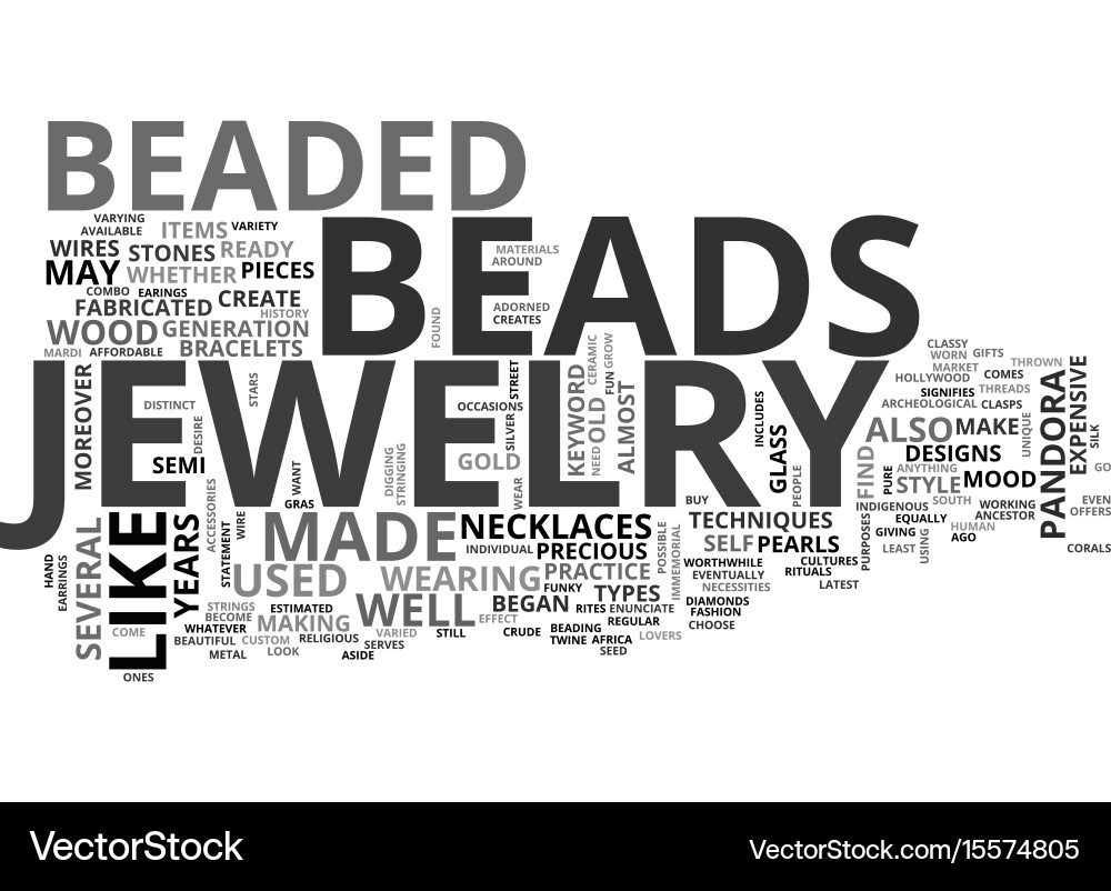 Beaded jewelry text word cloud concept Royalty Free Vector