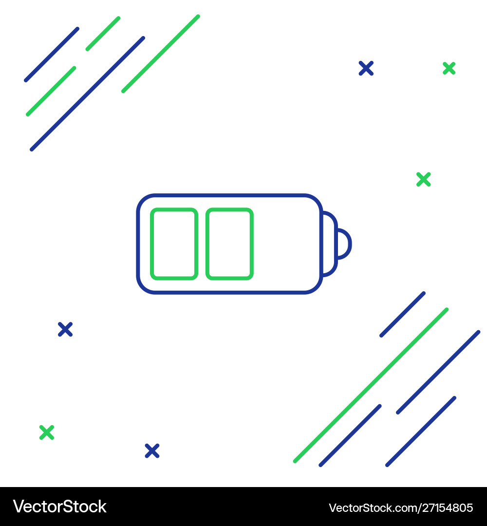 Blue and green line battery charge level indicator