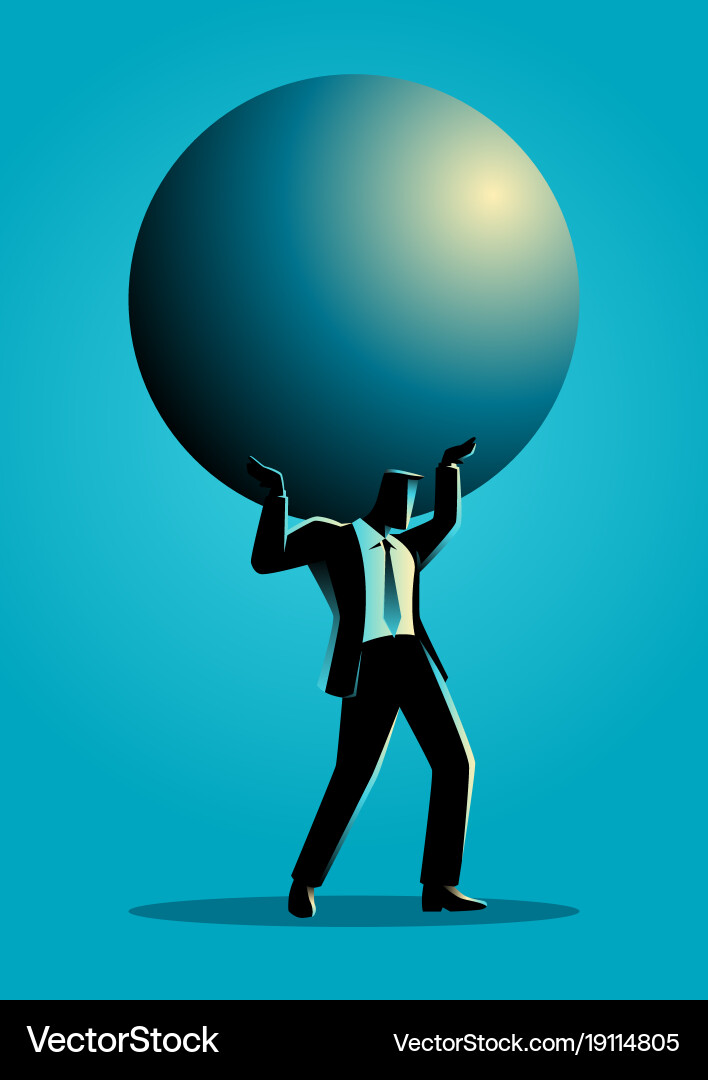 Businessman holding a big sphere Royalty Free Vector Image