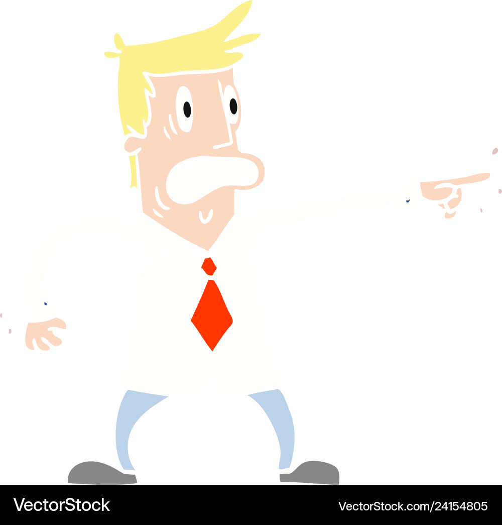 Cartoon doodle man pointing looking worried Vector Image