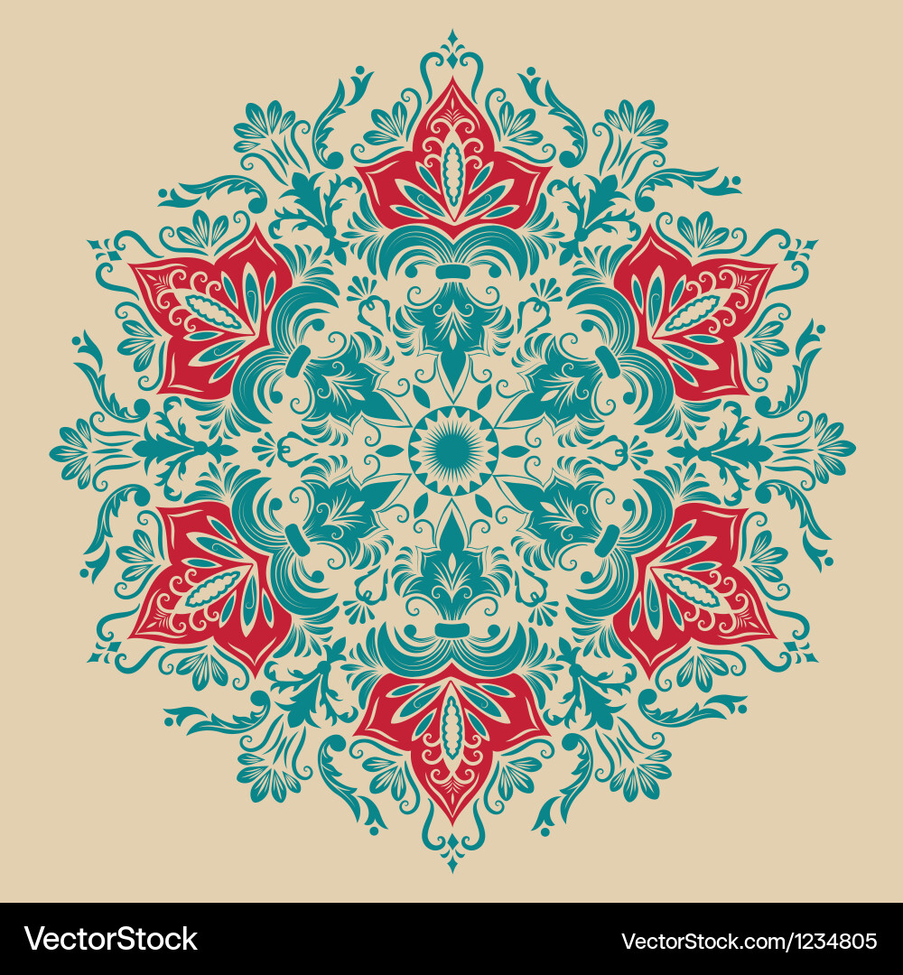 Damask floral arabesque motif Royalty Free Vector Image