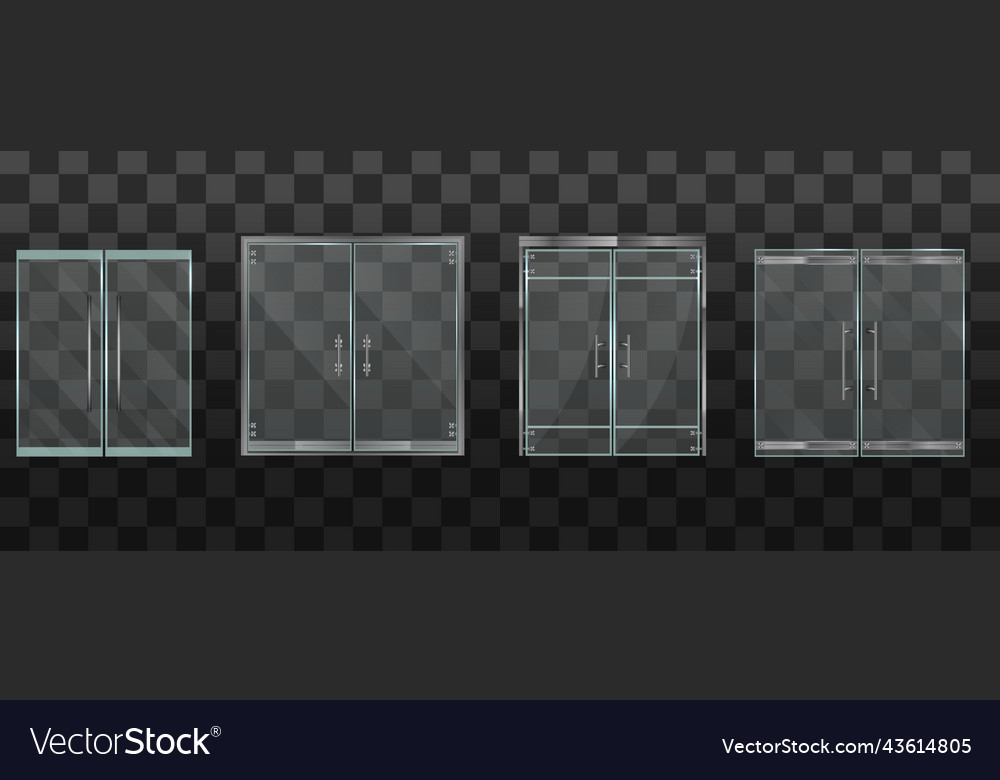 Double Glass Door Office Shopping Center Or Mall Vector Image