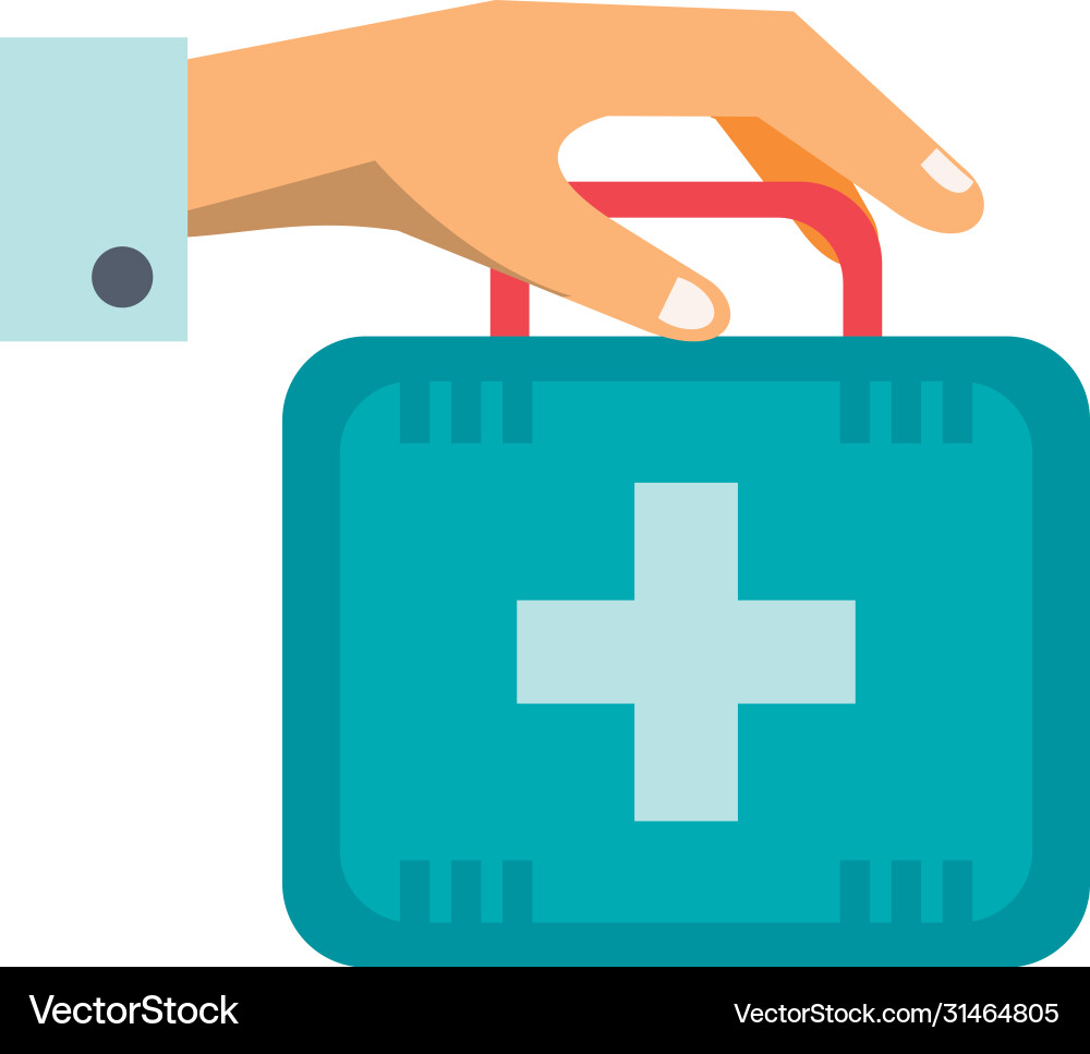 Hand with medical kit equipment Royalty Free Vector Image