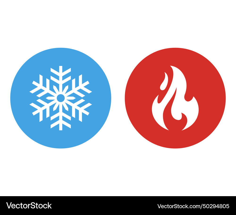 Hot and cold icon or fire ice sign Royalty Free Vector Image