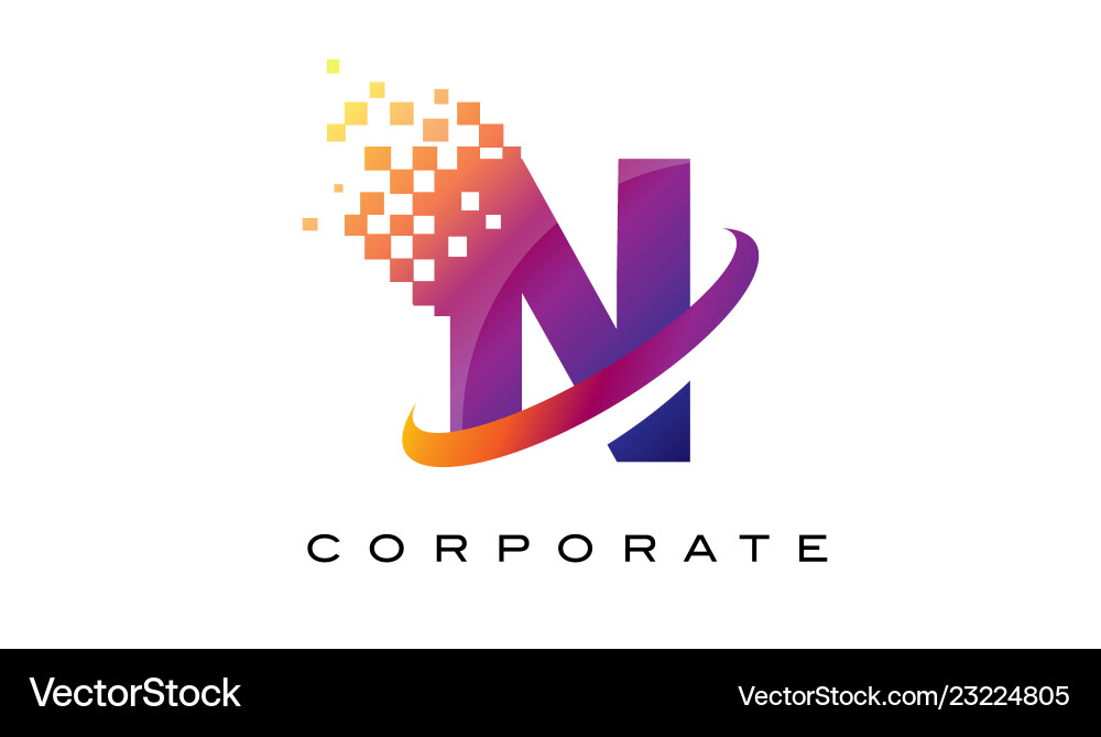 Letter n colourful rainbow logo design Royalty Free Vector
